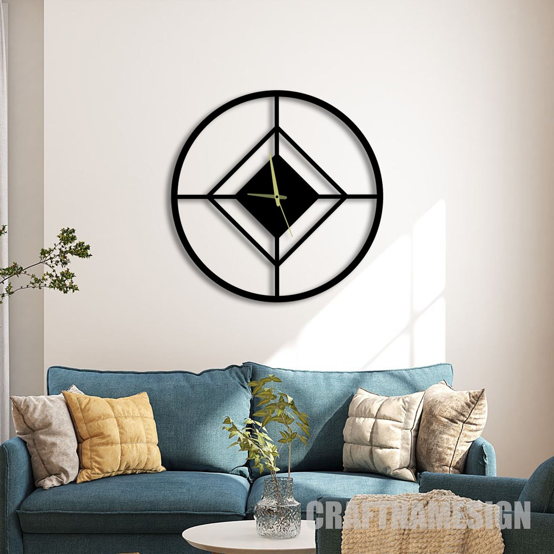 Black Minimalist Wall Clock, Metal Wall Clock Modern for Home Decor and ...