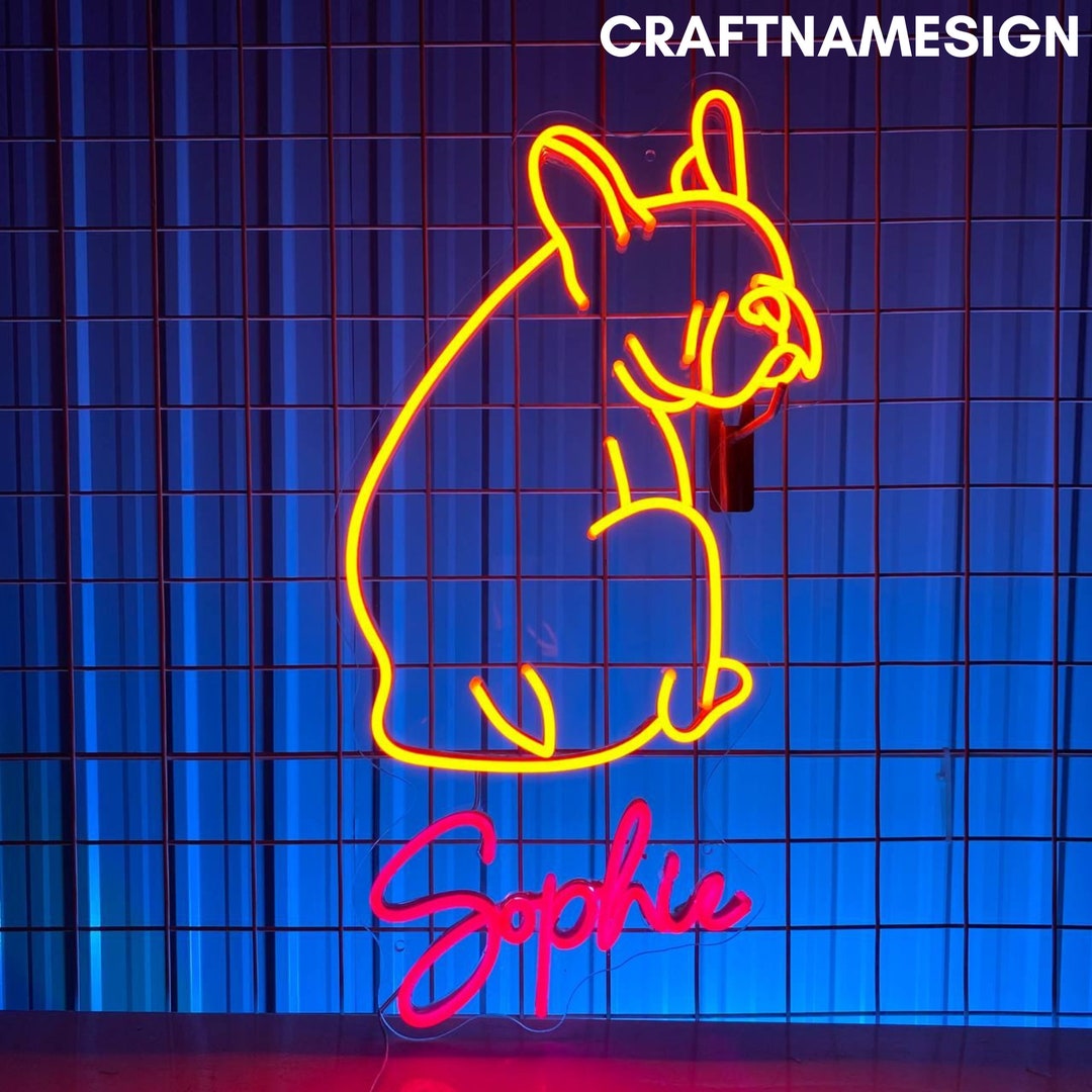 Custom Name Pug Dog Neon Sign, Pug Dog Led Sign, Custom Neon Sign, Pet ...
