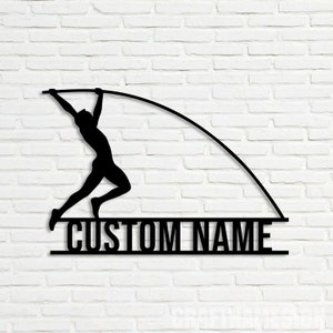 Personalized Pole Vaulter Metal Wall Art LED Light, Custom Male Pole ...