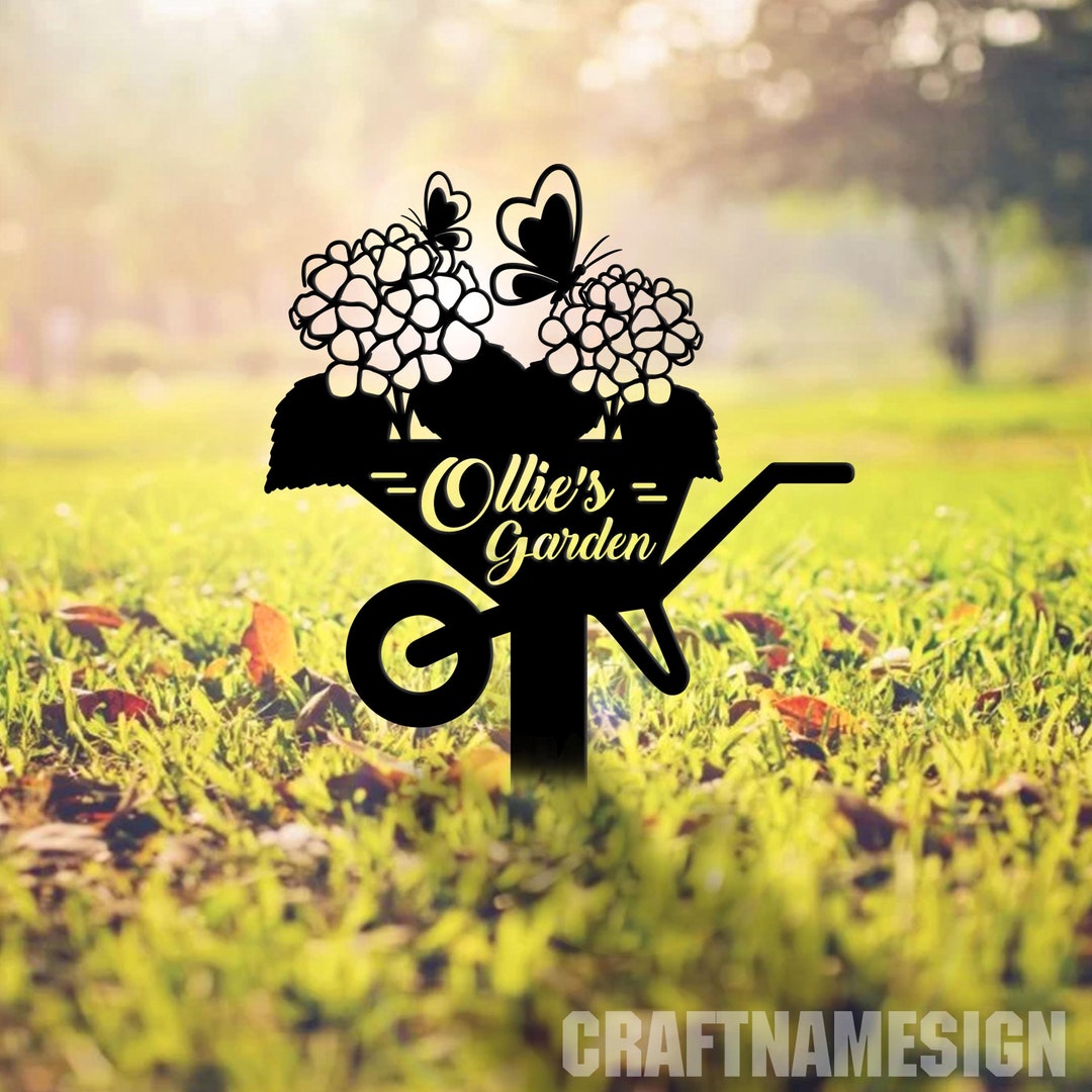 Customized Modern Hydrangea Flower Metal Yard Stake, Metal Garden Stake ...
