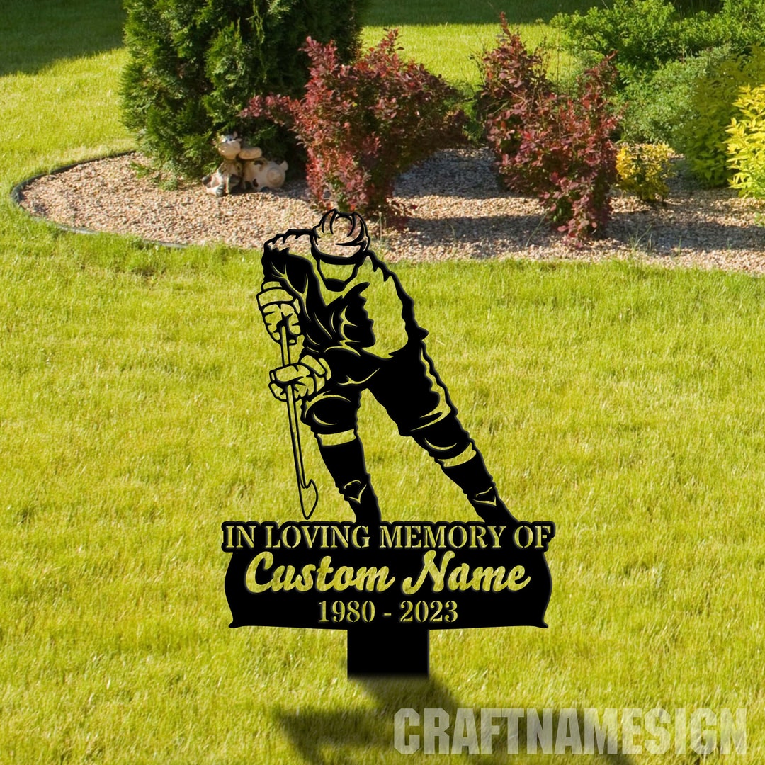 Custom Hockey Player Memorial Metal Stake, Hockey Memorial Stake ...