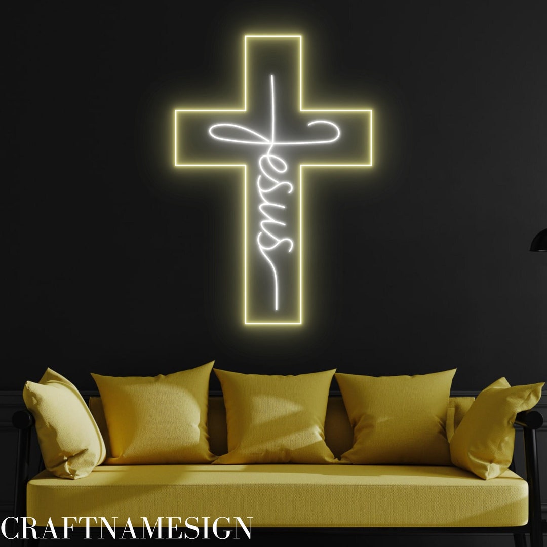 Jesus Cross Neon Sign, Cross Christian Led Sign, Custom Neon Sign, Home ...
