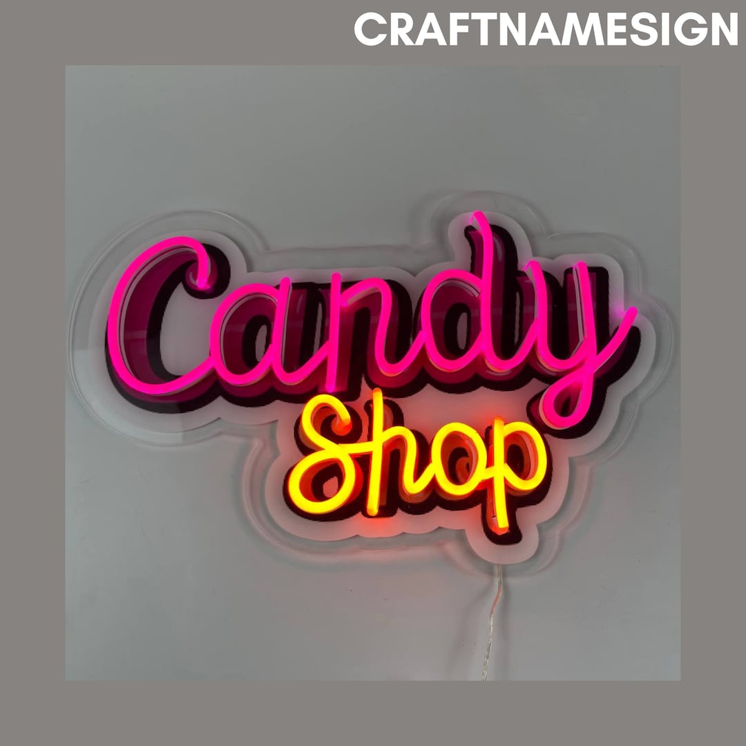 Candy Shop Neon Acrylic Print Sign, Lollipop Led Sign, Custom Neon Sign ...
