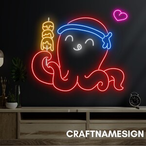 Octopus Dumpling Neon Sign, Octopus Takoyaki Led Sign, Custom Neon Sign ...