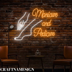 Manicure and Pedicure Neon Sign, Beauty Nail Salon Led Sign, Nails ...
