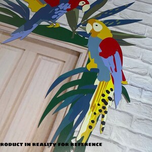 Parrot Couple Door Corner Colorful Metal Wall Art, Parrot Bird Door ...