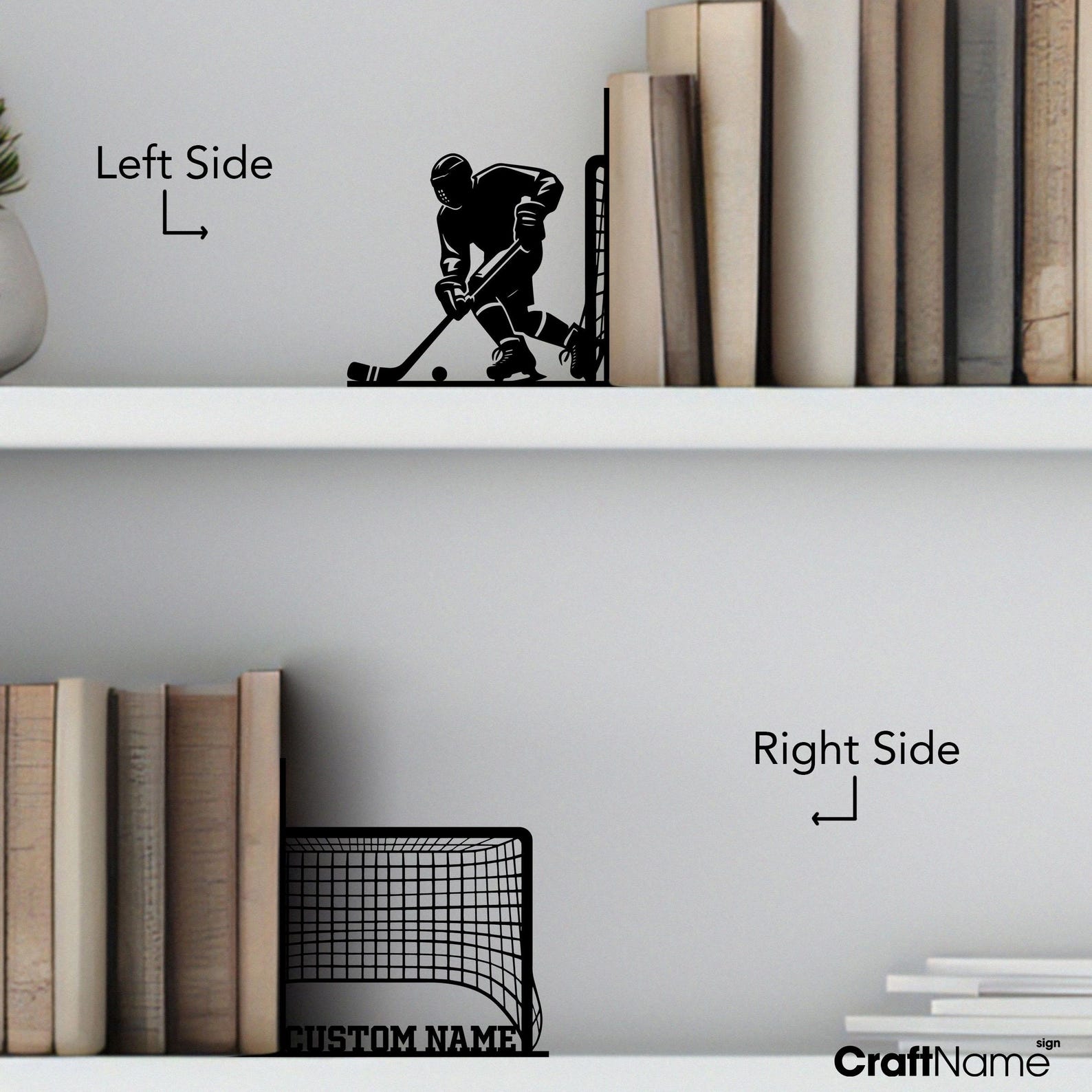 Custom Ice Hockey Metal Bookend for Office Decor, Personalized Ice ...