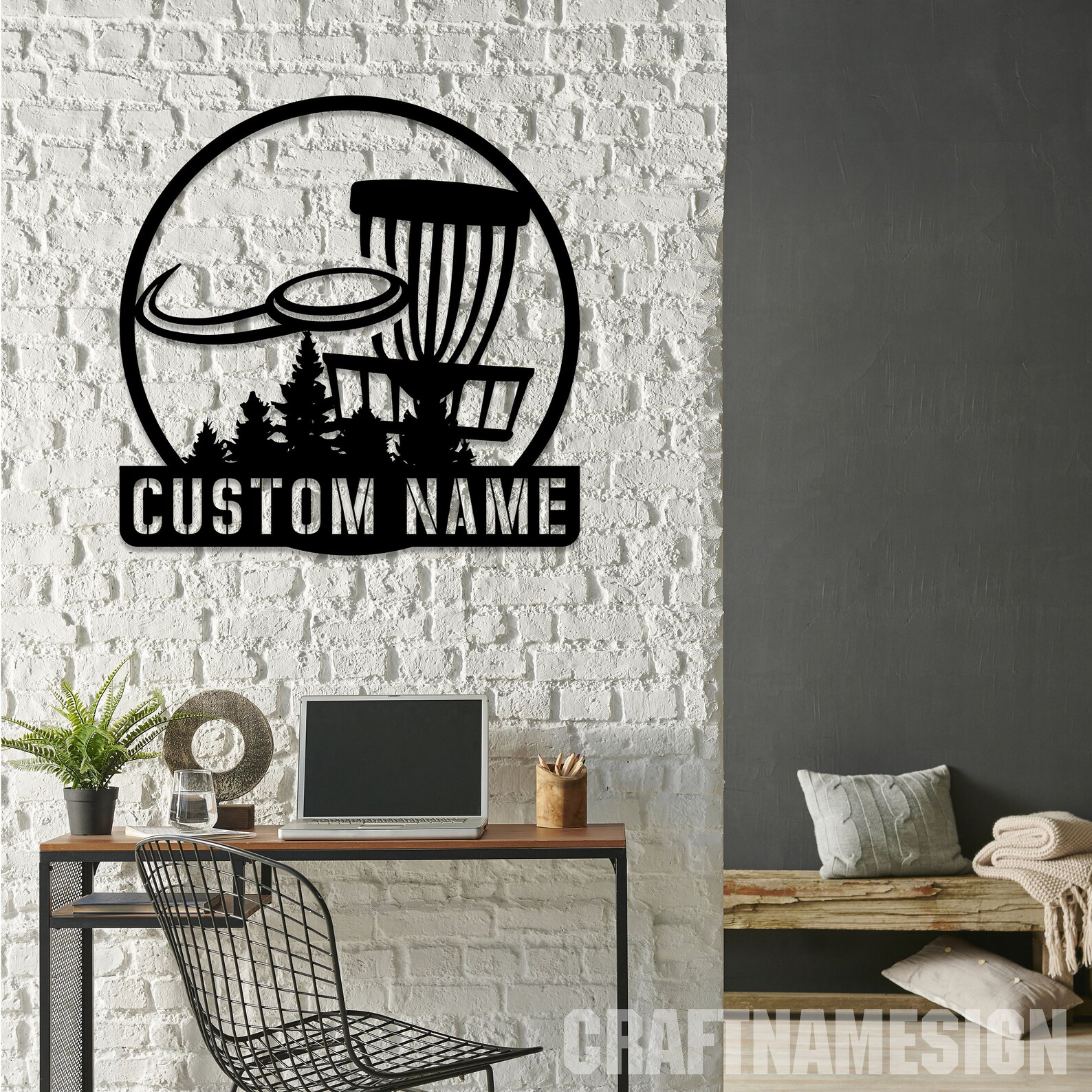 Custom Disc Golf Metal Wall Art With LED Light, Personalized Disc Golf ...