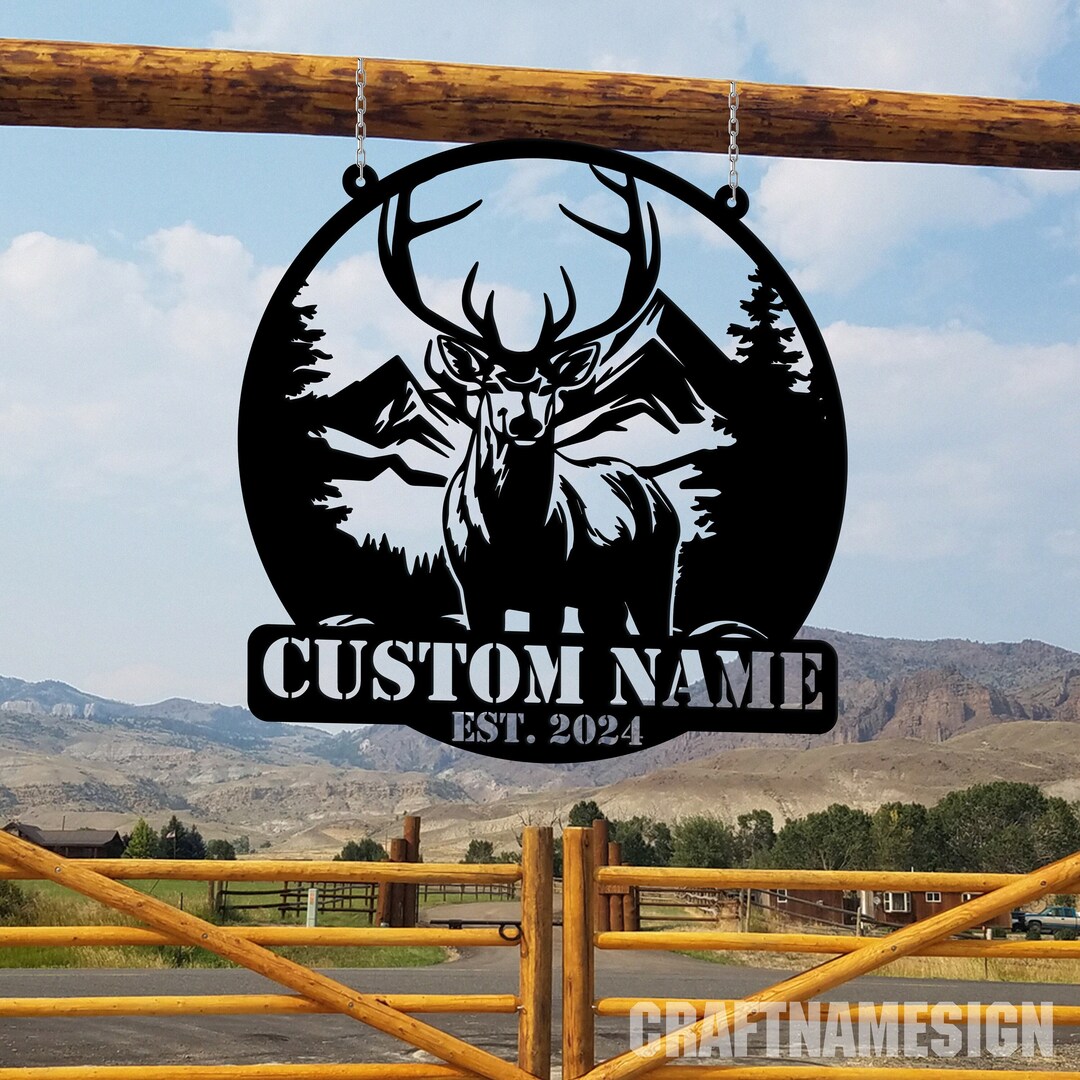 Personalized Outdoor Deer Hunting Metal Sign, Metal Name Sign Outdoor ...
