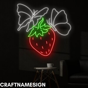 Butterflies Strawberry Led Sign, Butterflies Strawberry Neon Sign ...