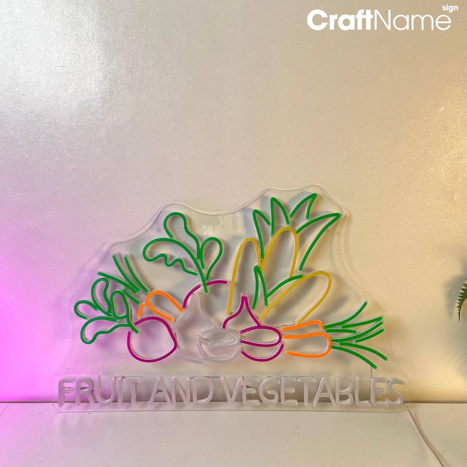 Fruit and Vegetables Neon Sign, Healthy Food LED Wall Light for Grocery ...