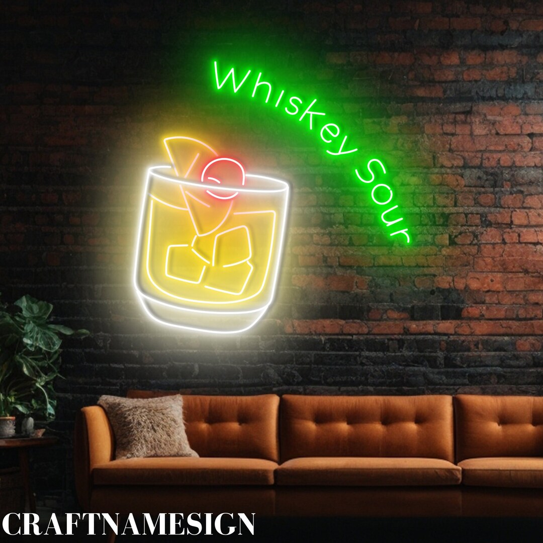 Whiskey Sour Neon Sign, Bourbon Sour Led Sign, Custom Neon Sign ...