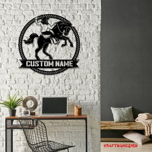 Custom Western Cowboy Roping Metal Wall Art LED Light - Personalized ...