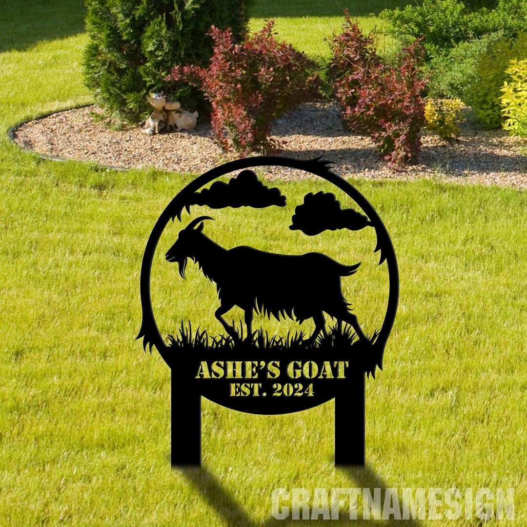Personalized Goat Garden Stake, Goat Garden Stake Metal Yard Art, Goat ...