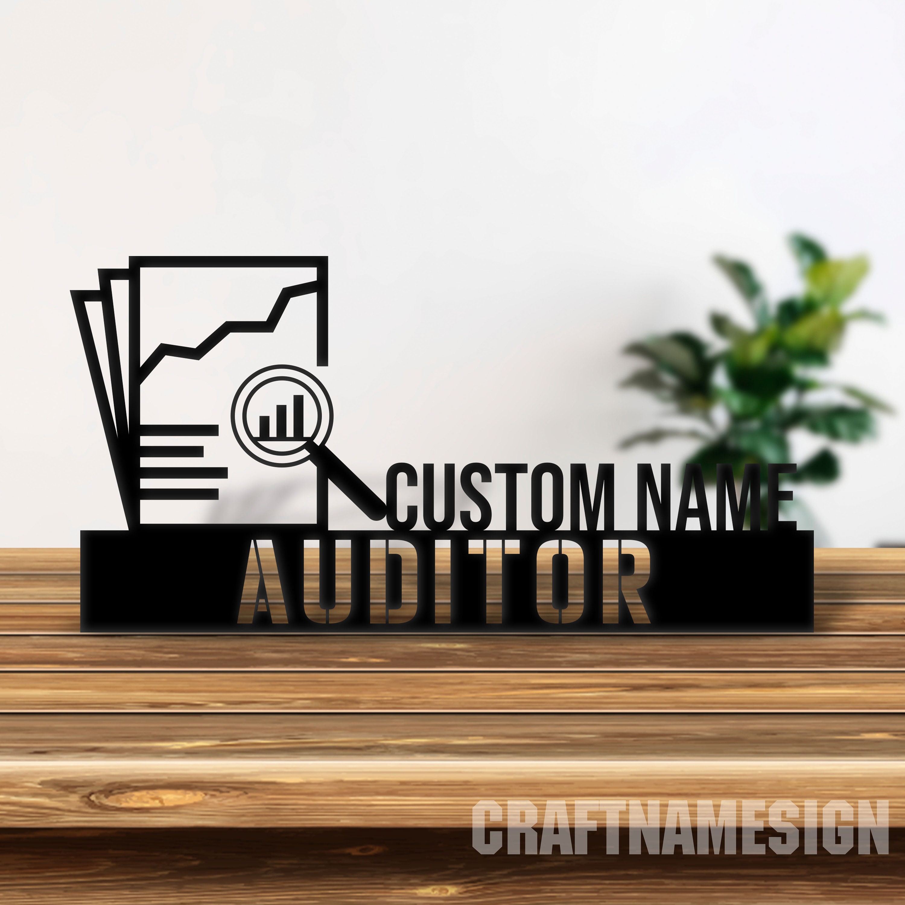Custom Wooden Auditor Desk Name Plate, Auditor Metal Nameplate for Desk ...