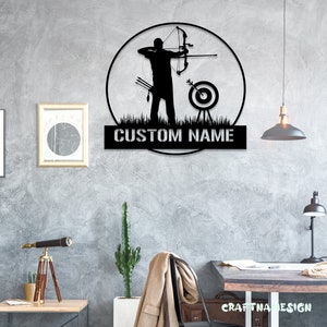 Custom Archery Metal Wall Art LED Light - Personalized Archer Name Sign ...