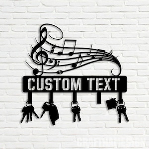 Custom Music Metal Key Holder, Musical Notes Decorative Key Holder ...