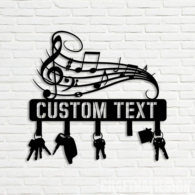 Custom Music Metal Key Holder, Musical Notes Decorative Key Holder ...