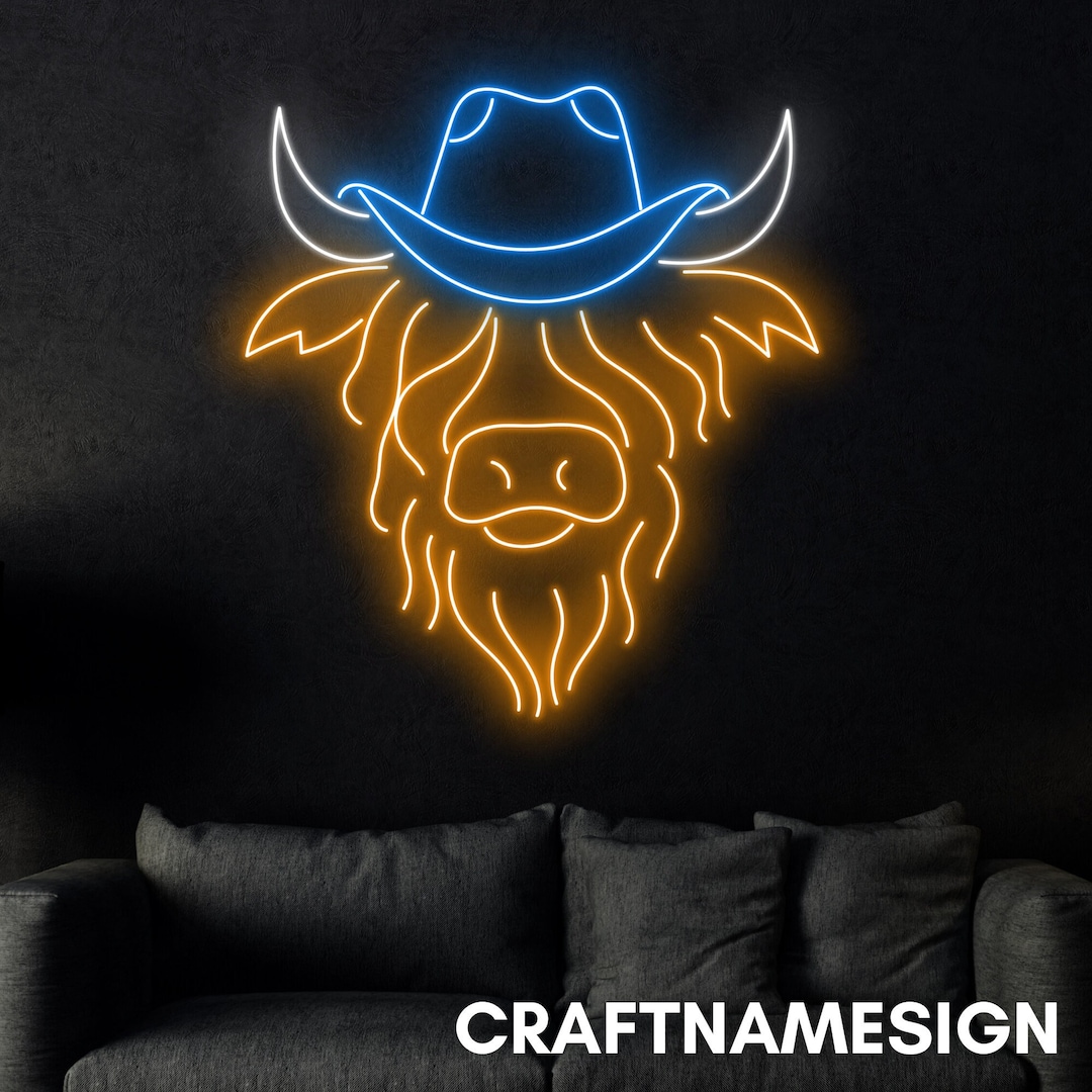 Highland Cow Neon Sign, Highland Cow Head Led Sign, Custom Neon Sign ...