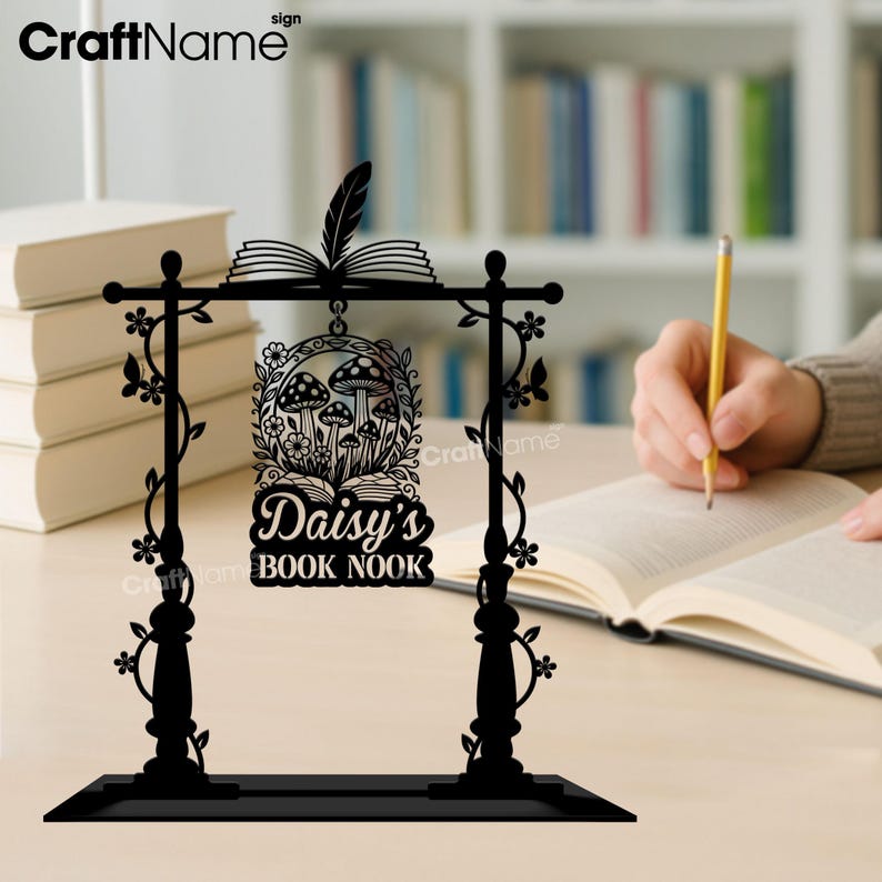 Personalized Mushroom Signpost Metal Art, Book Nook or Reading Corner ...