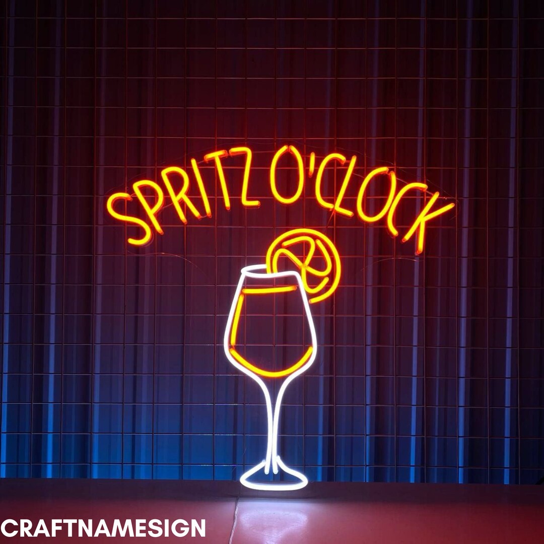Spritz O'clock Neon Sign, Spritz Cocktail Led Sign, Custom Neon Sign ...