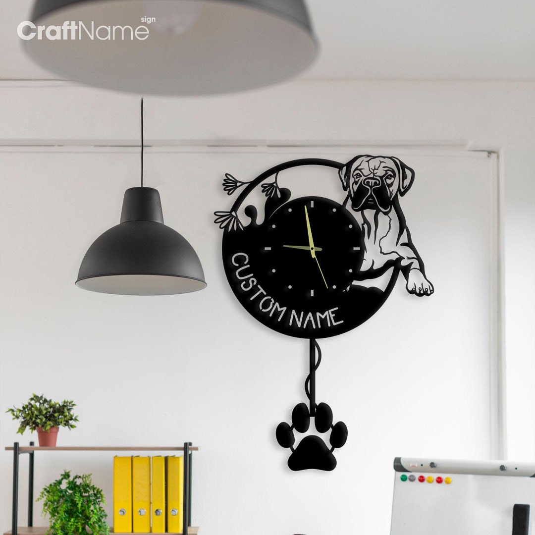 Personalized Boxer Dog Modern Pendulum Acrylic Wall Clock, Minimalist ...