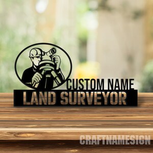 Custom Land Surveyor Desk Name Plate, Land Surveyor Metal Nameplate for ...