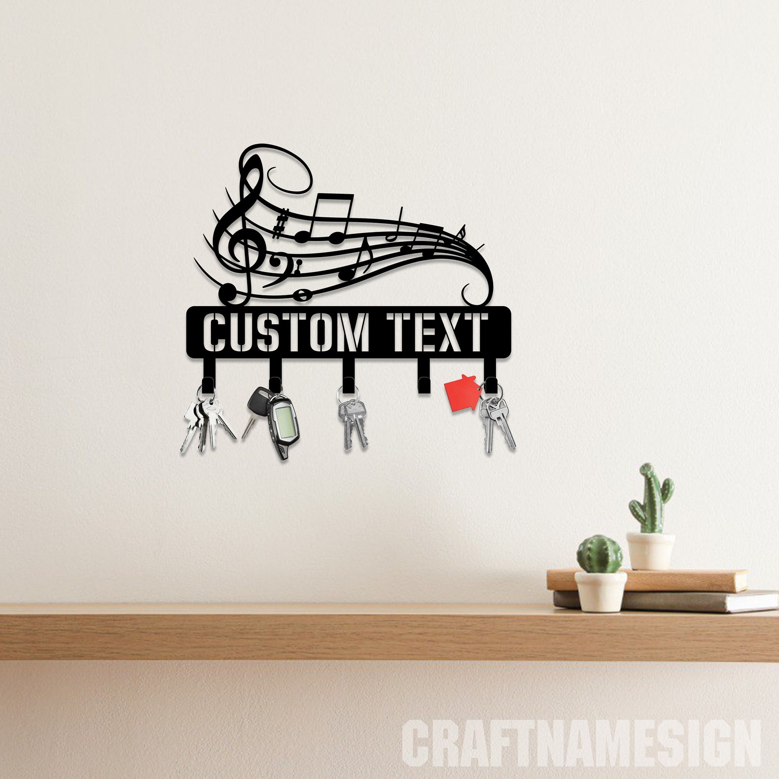 Custom Music Metal Key Holder, Musical Notes Decorative Key Holder ...