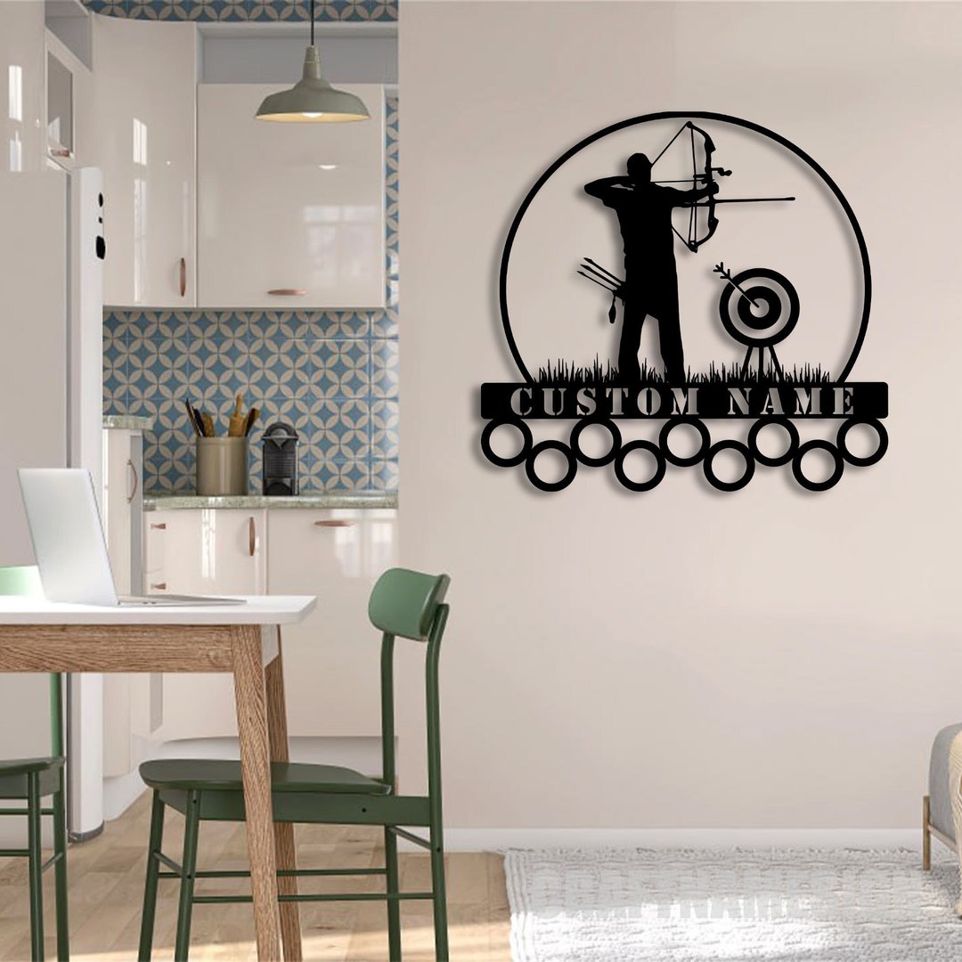 Custom Metal Archery Medal Hanger Wall Art Light, Archery Player Medal ...