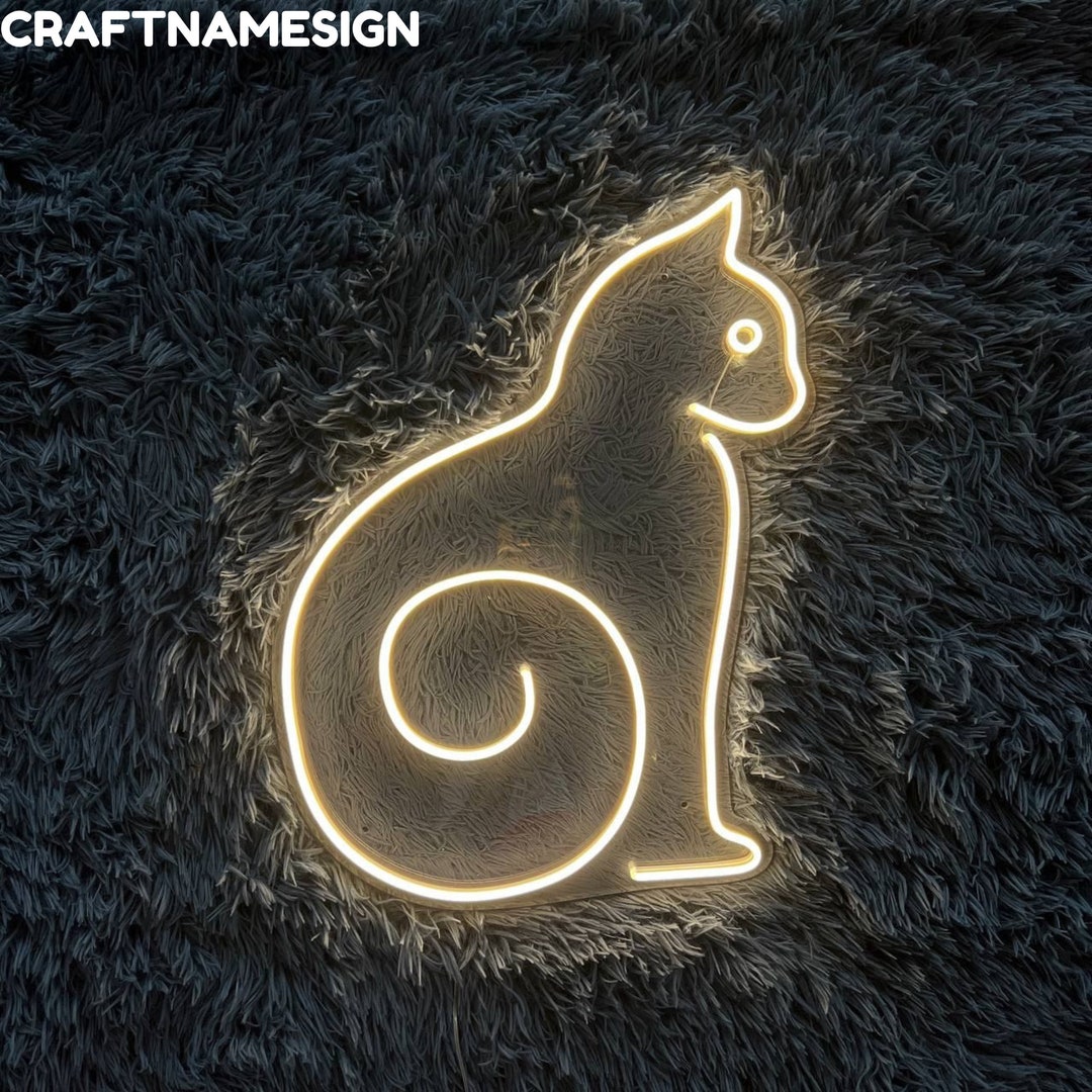 Cat Minimalist Line Neon Sign, Cat Led Sign, Custom Neon Sign, Gift for ...