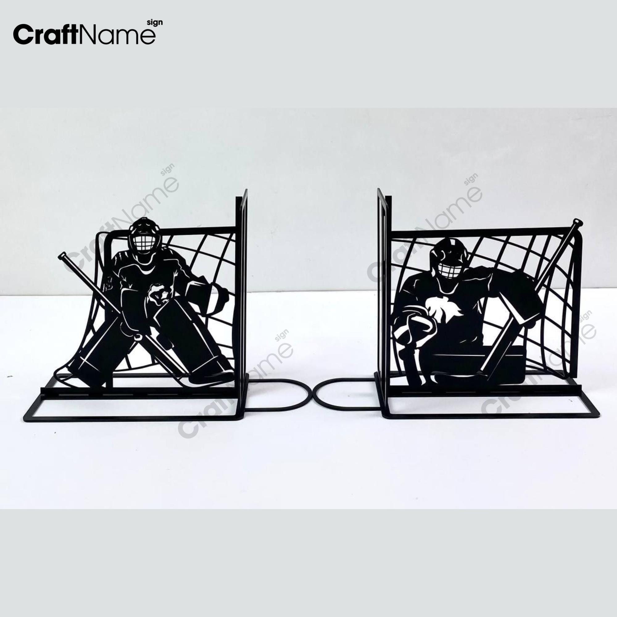 Personalized Hockey Metal Bookend, Custom Ice Hockey Player Book End ...