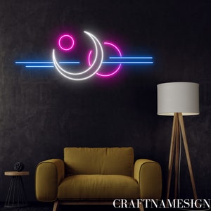 Crescent Moon Neon Sign, Planet Moon Led Sign, Custom Neon Sign ...