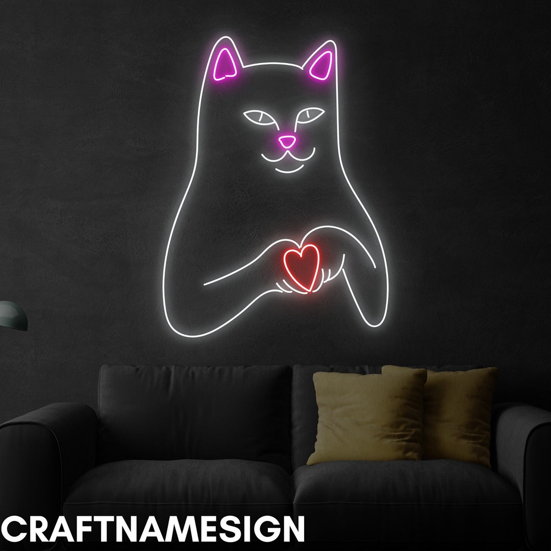 Cat Heart Icon Neon Sign, Cat Heart Led Sign, Custom Neon Sign, Pet ...