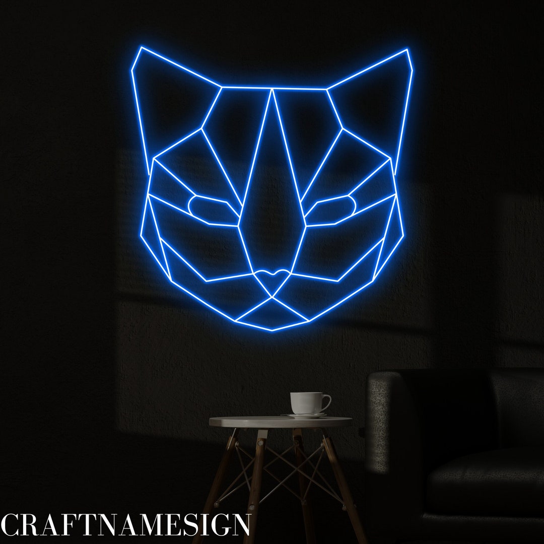 Cat Geometric Neon Sign, Cat Geometric Led Sign, Custom Neon Sign, Pet ...