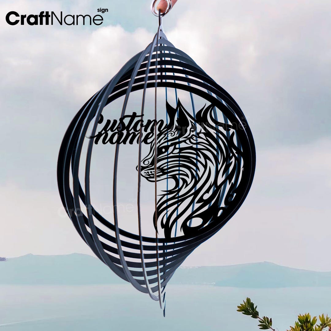 Custom Lynx Wind Spinner Metal Steel Outdoor Hanging Decor, Wind ...