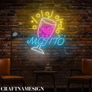 Mojito Cuban Cocktail Neon Sign, Mojito Cocktails Led Sign, Custom Neon ...