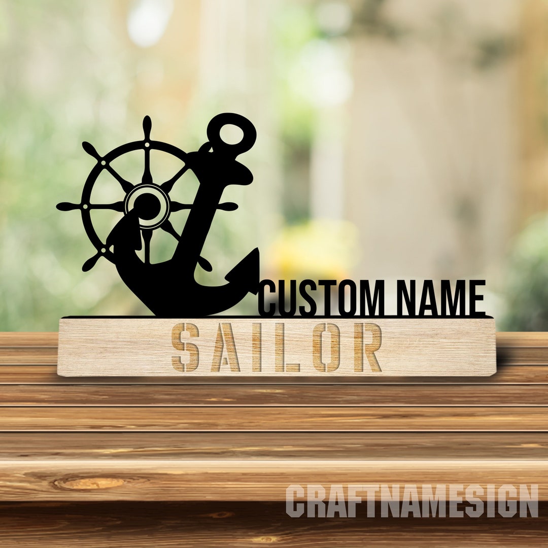 Custom Wooden Sailor Desk Name Plate, Sailor Metal Nameplate for Desk ...