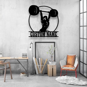 Custom Powerlifting Workout Metal Wall Art LED Light - Personalized ...