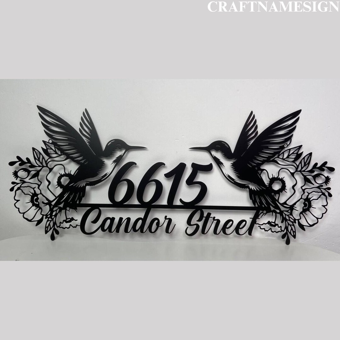 Personalized Couple Hummingbird House Number Address Metal Sign ...