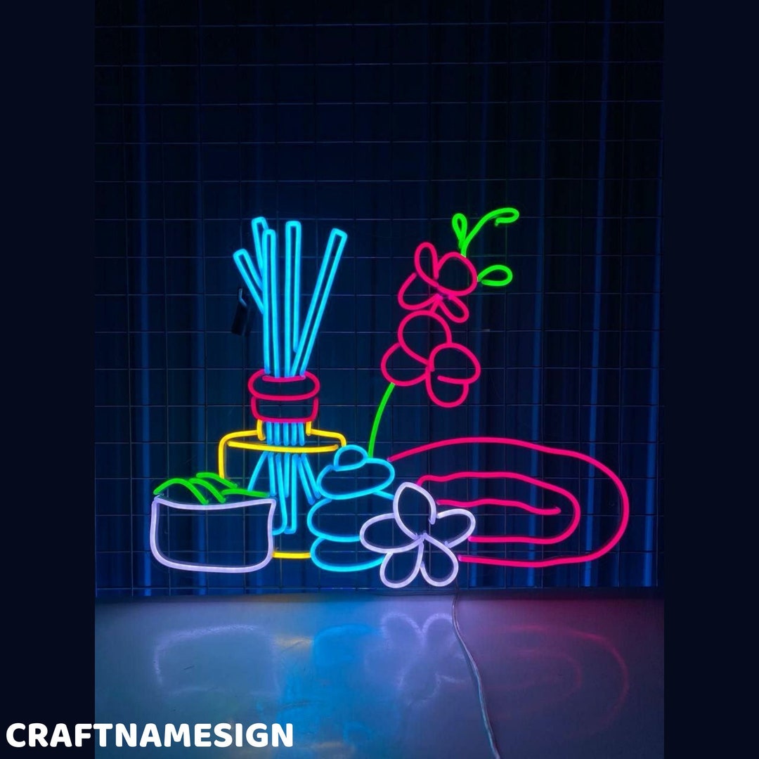 Essential Oil Flower Massage Spa Neon Sign, Massage Spa Led Sign ...