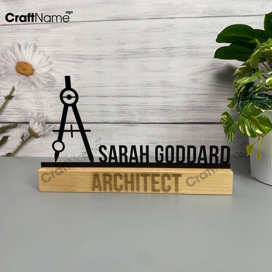 Personalized Architect Desk Name Plate, Custom Office Sign With Wooden ...