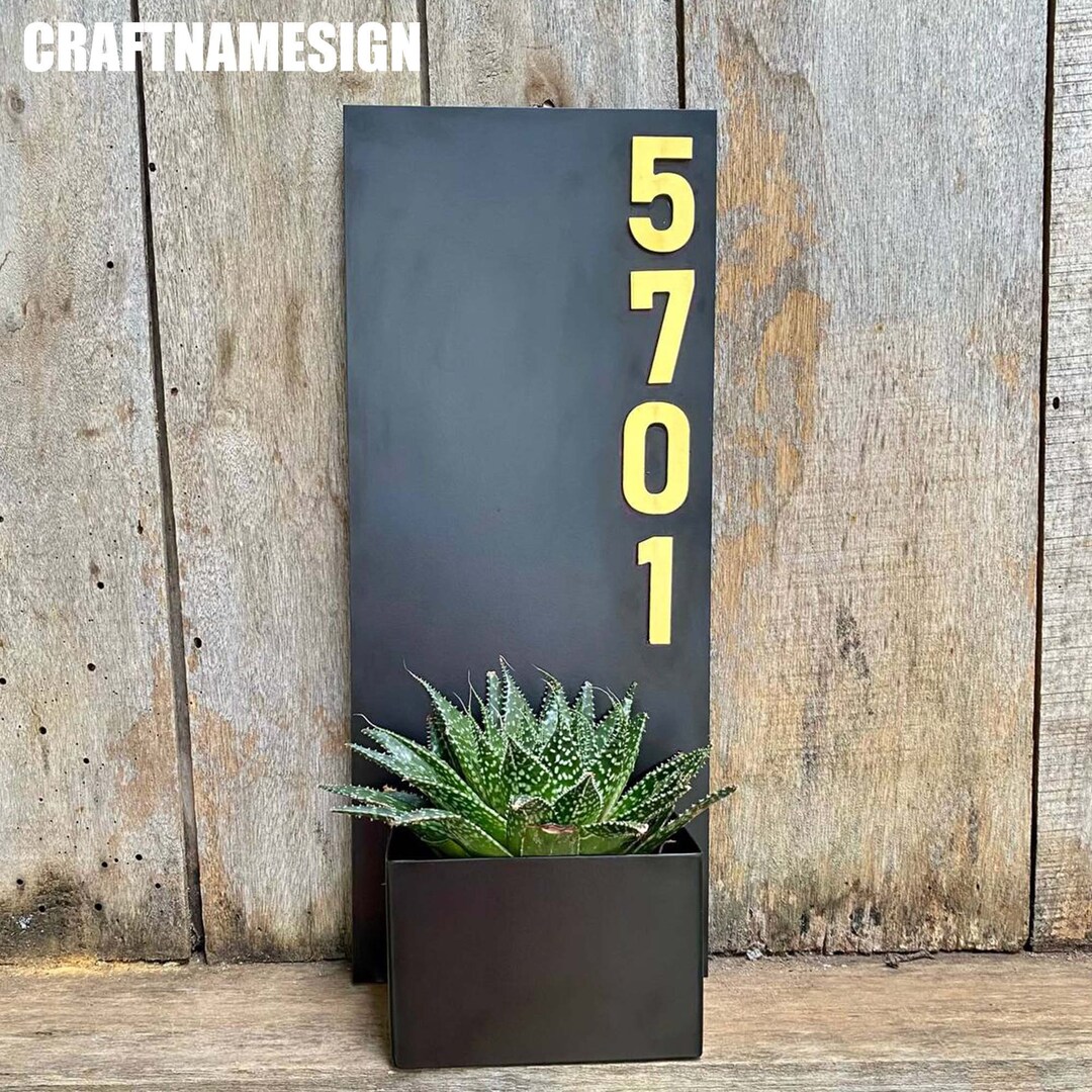 Custom Succulents Planter House Number Sign, Hanging Planter Address ...