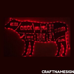 Butcher Beef Metal Sign, Butcher Shop Led Sign, Beef Store Wall Led ...