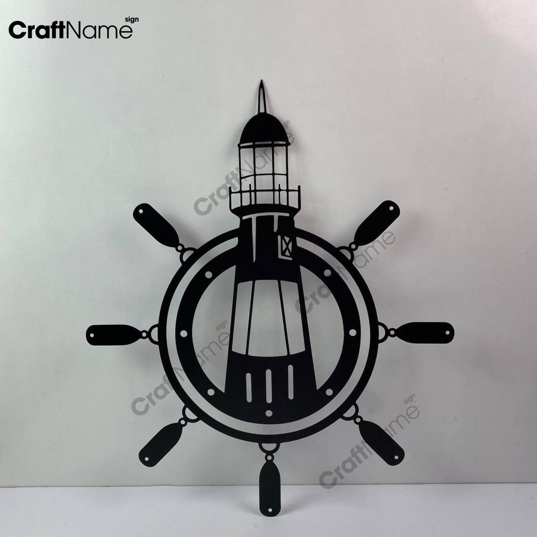 Ship Wheel Lighthouse Metal Sign, Lighthouse House Number Led Sign ...