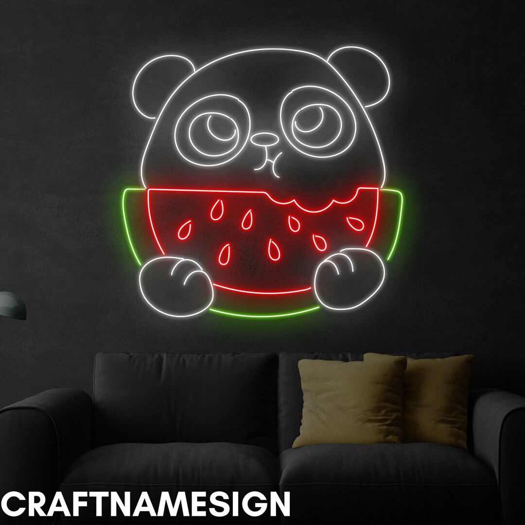 Panda Watermelon Neon Sign, Watermelon Led Sign, Custom Neon Sign, Toy ...