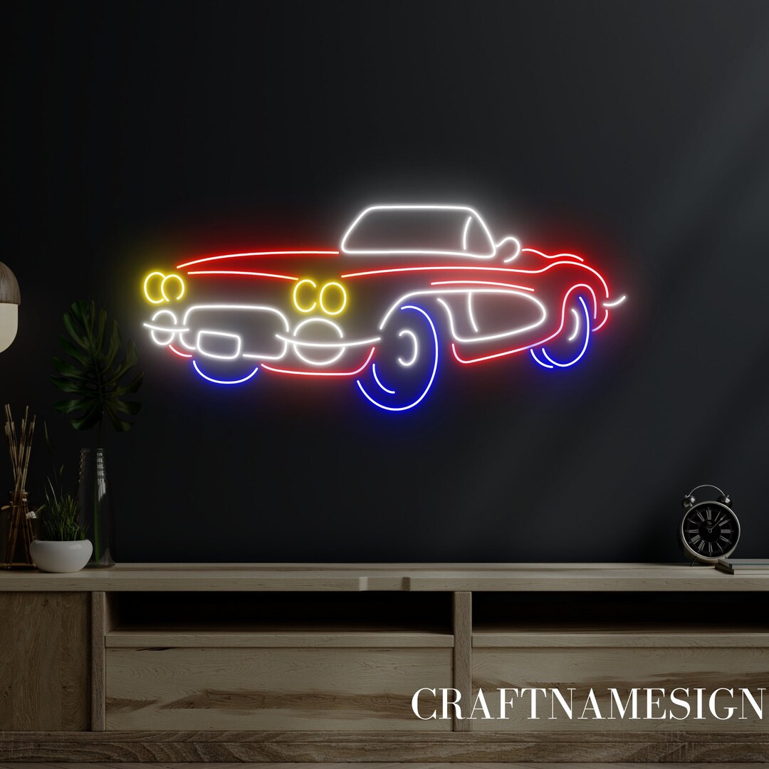 Retro Car Neon Sign, Vintage Car Led Sign, Custom Neon Sign, Car Store ...
