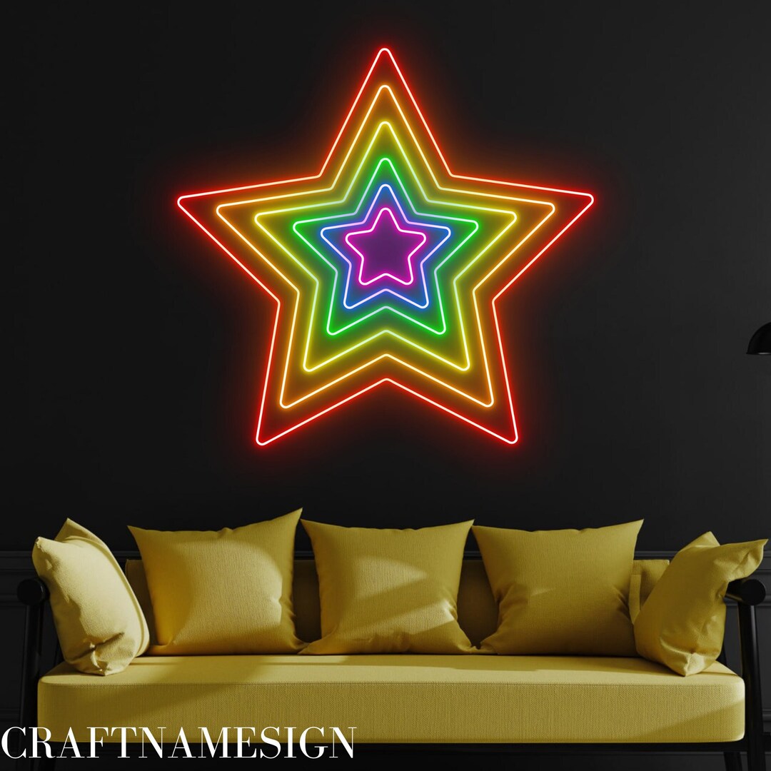 Colorful Star Neon Sign, Rainbow Pride Star Led Sign, Custom Neon Sign ...