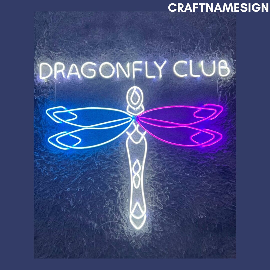 Dragonfly Club Neon Sign, Dragonfly Led Sign, Custom Neon Sign, Home ...