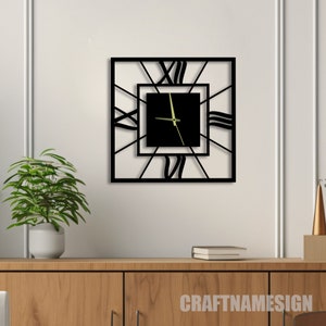 Square Metal Wall Clock With Roman Numerals, Wall Clock Unique for Home ...