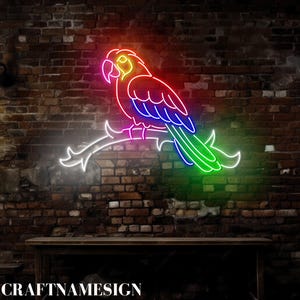 Parrot on Branch Neon Sign, Parrot Bird Led Sign, Custom Neon Sign ...